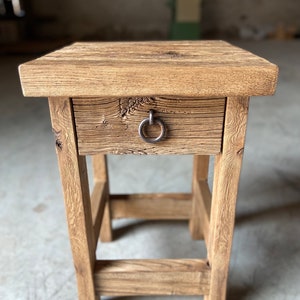Rustic Reclaimed Wood End Table With Drawer, Rustic Side Table Living ...