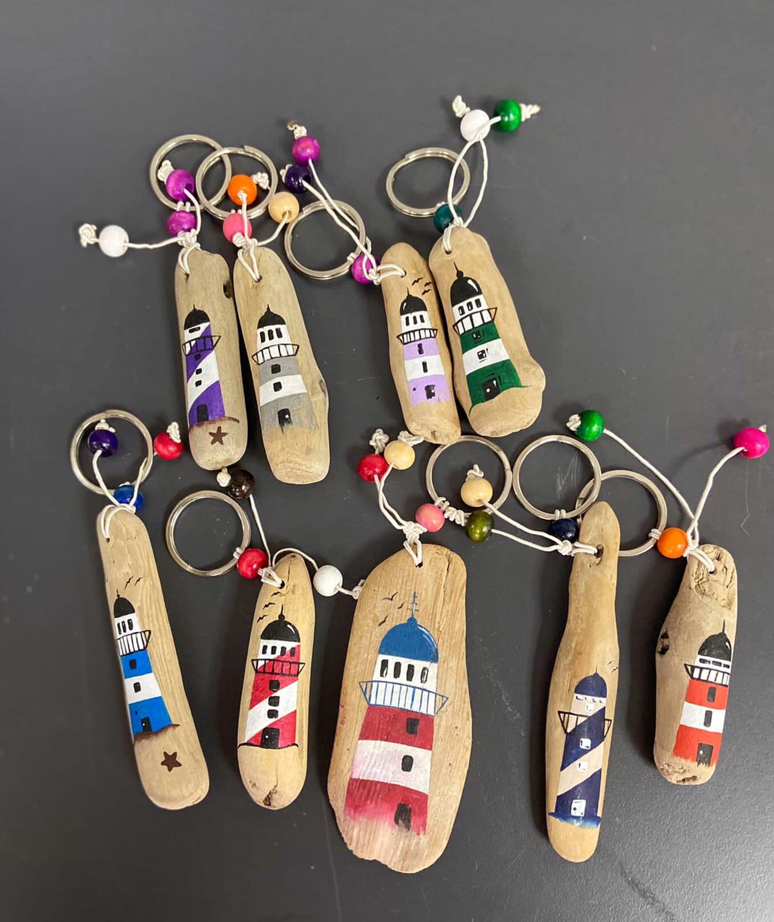Driftwood Keychain Lighthouse Painting on Wood Set of 9 - Etsy