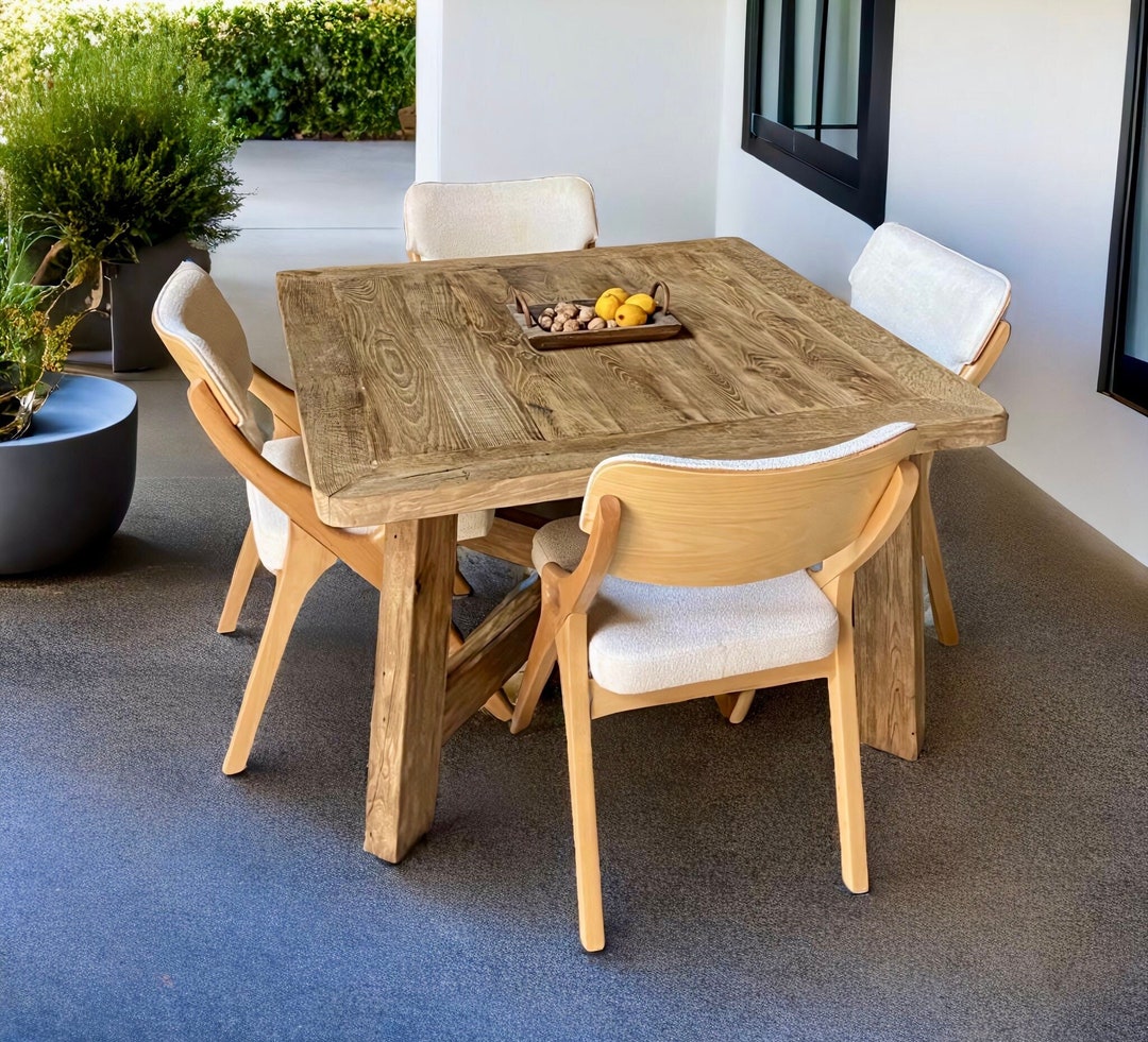 Square Barnwood Dining Table, Wood Patio Furniture, Farmhouse Patio ...