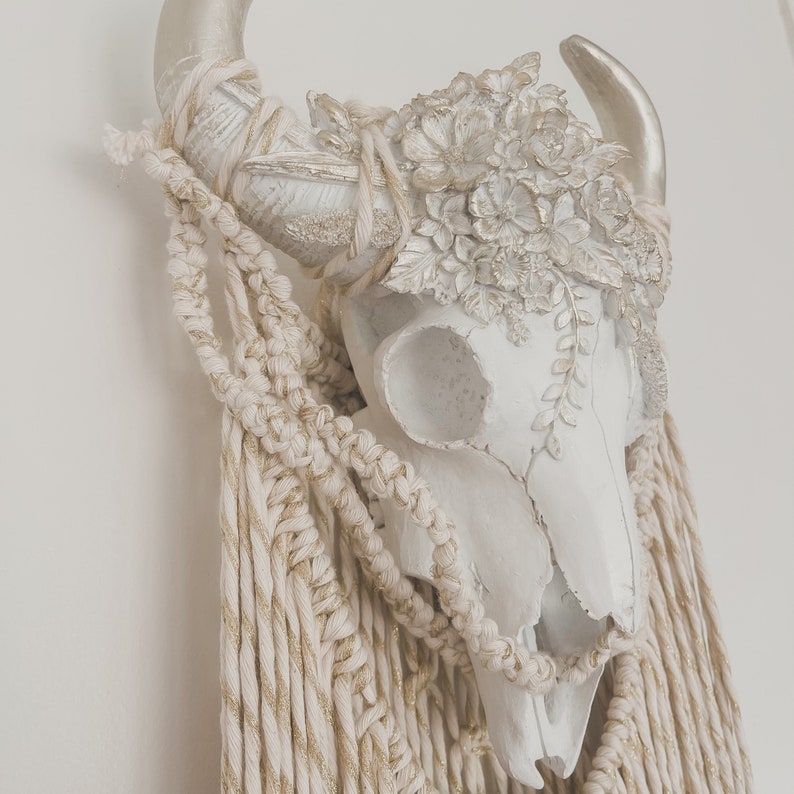 Resin Cow Skull Macrame Floral Wall Hanging - Etsy Australia