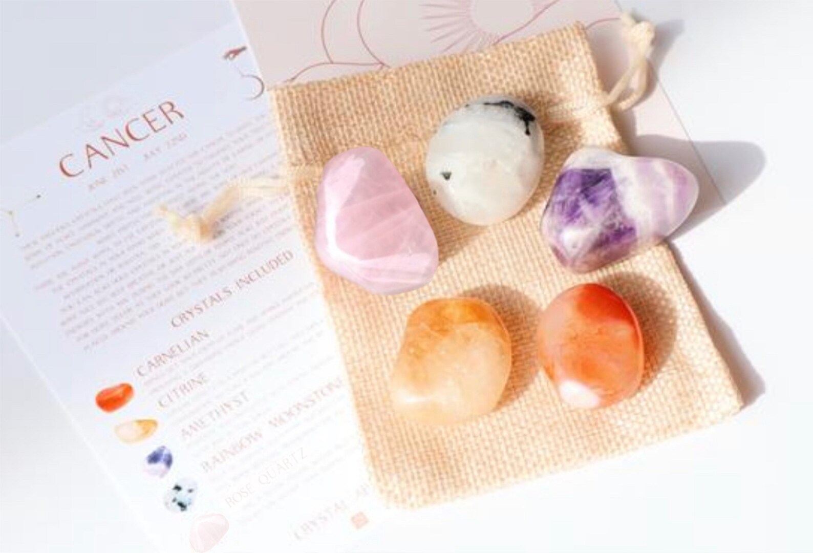 Cancer Zodiac Crystal Kit Healing Crystal Set Cancer Star Etsy