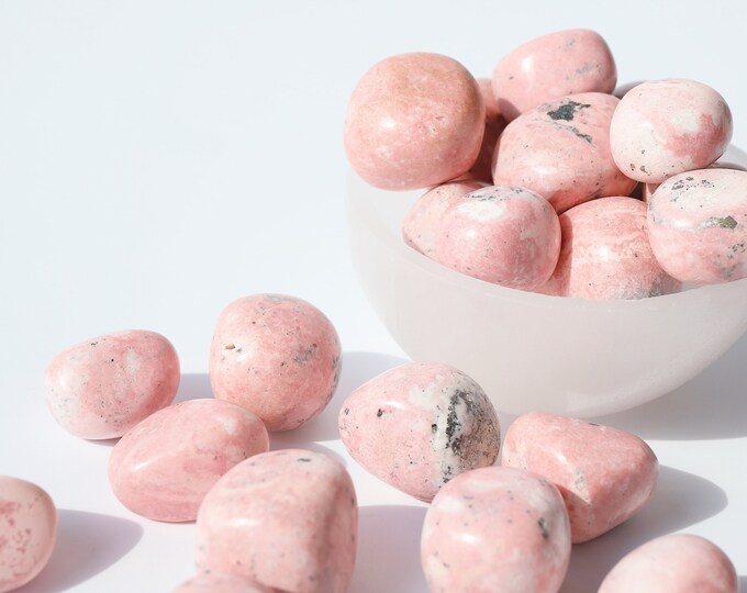 Peruvian Rhodonite Crystal Tumble Stone, Large 20-30mm, Beautiful ...