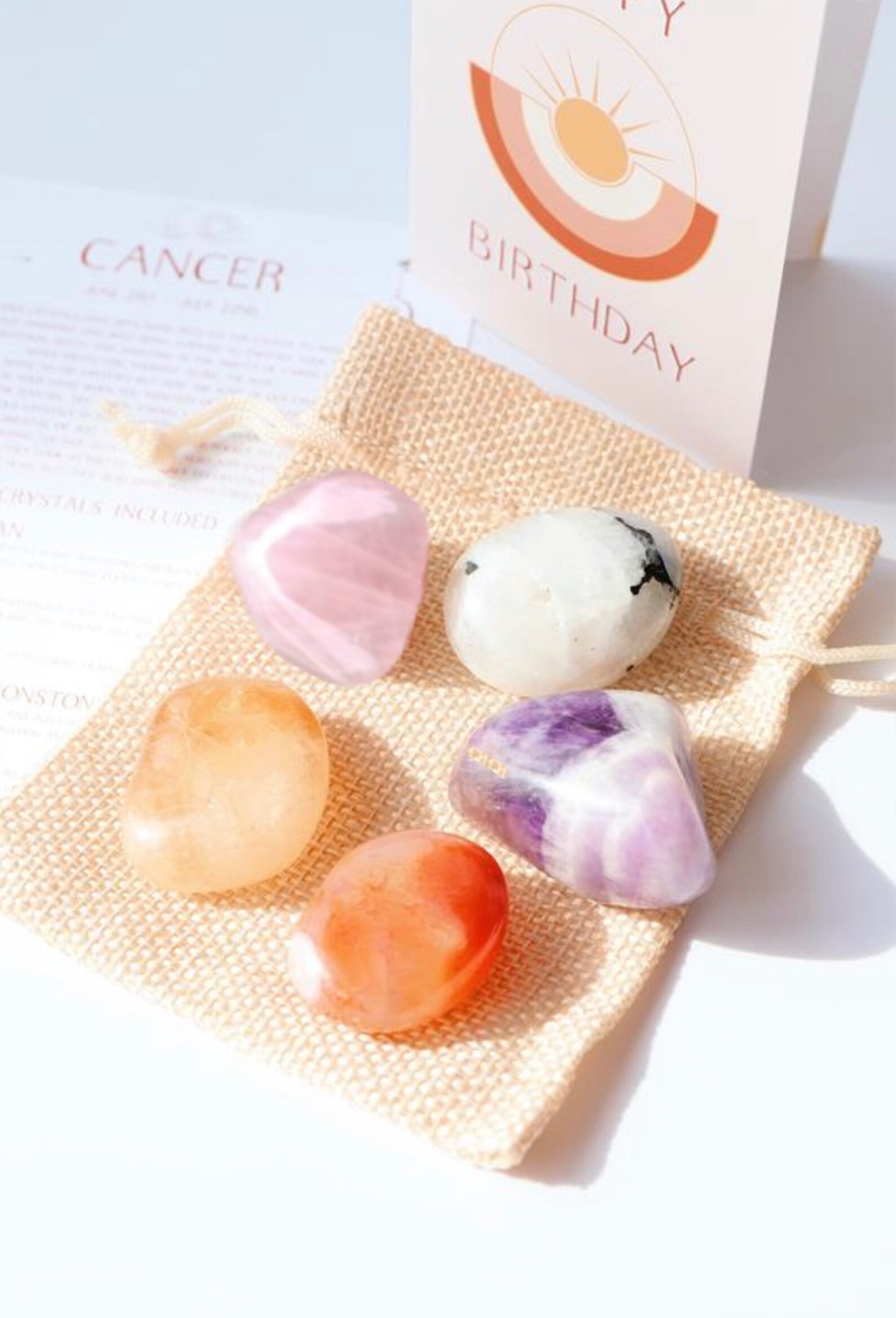 Cancer Zodiac Crystal Kit Healing Crystal Set Cancer Star Etsy