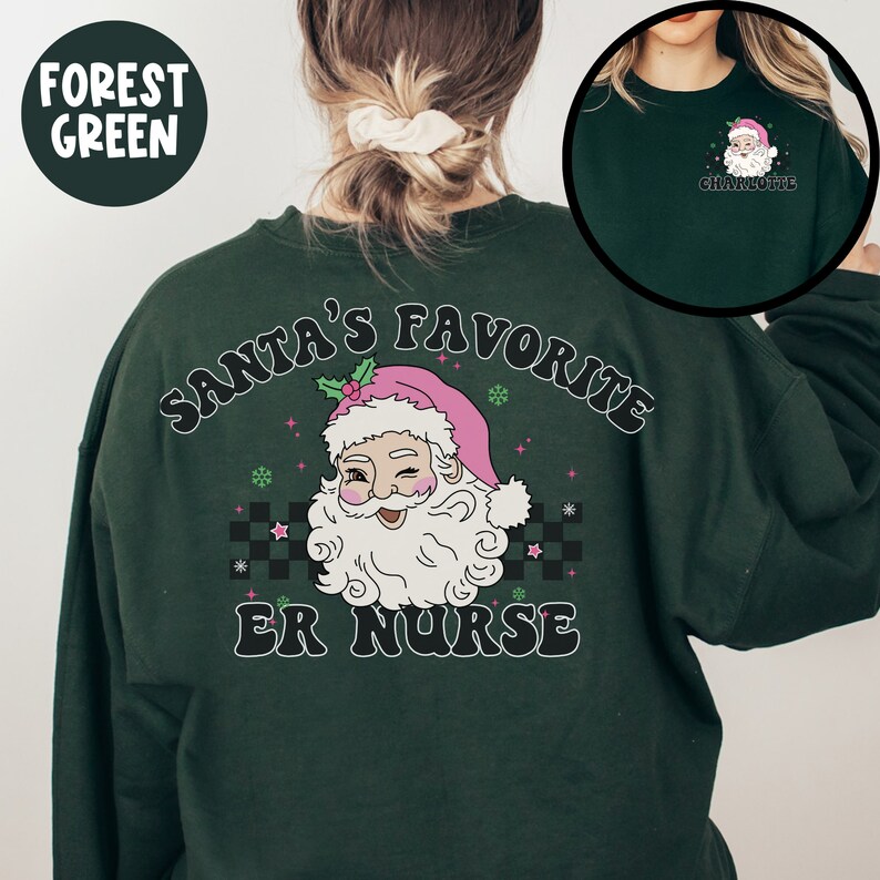 Personalized Christmas ER Nurse Sweatshirt, Custom Emergency Department ...
