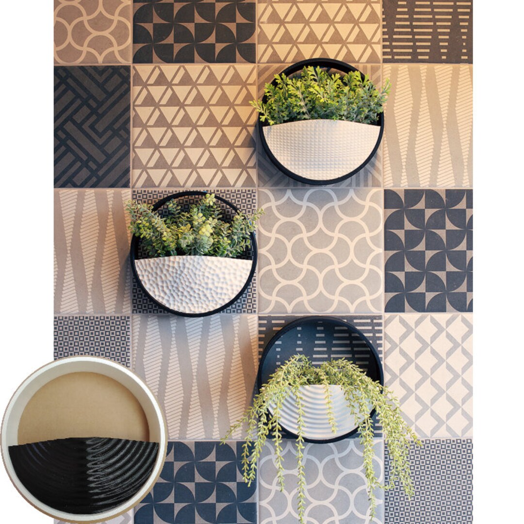 Palmar Wall Planter Trio Black Planter White Base - Etsy