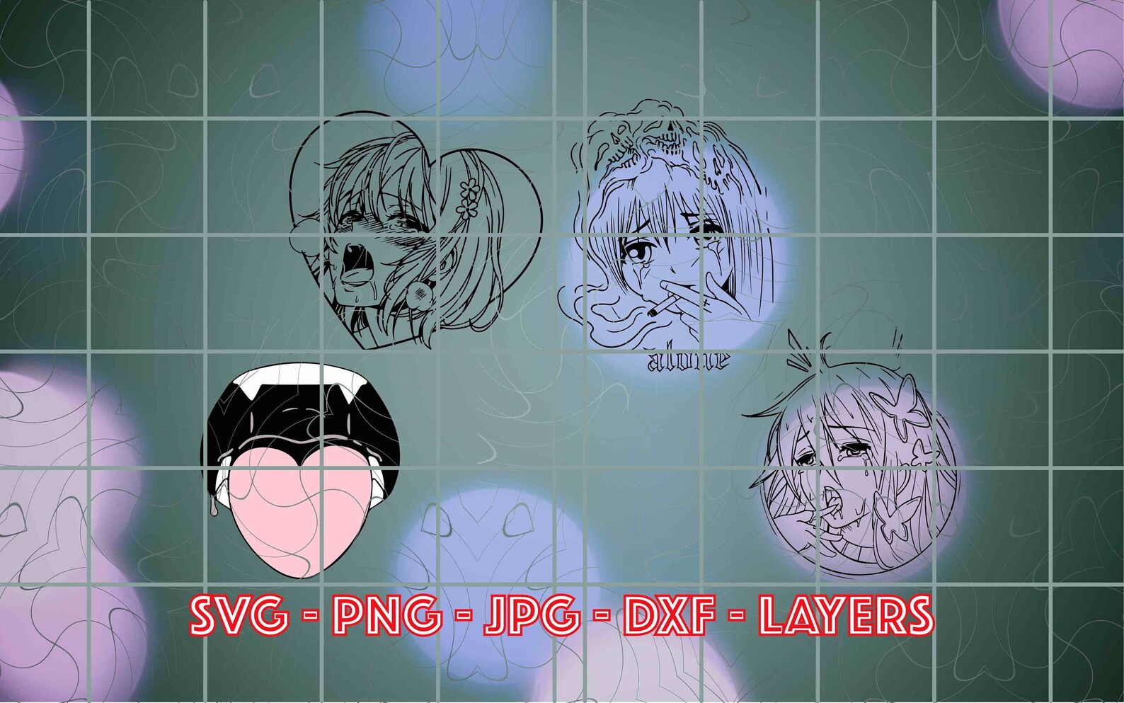 Ahegao Face SVG Bundle: Waifu Neko Silhouette (digital Download) - Etsy