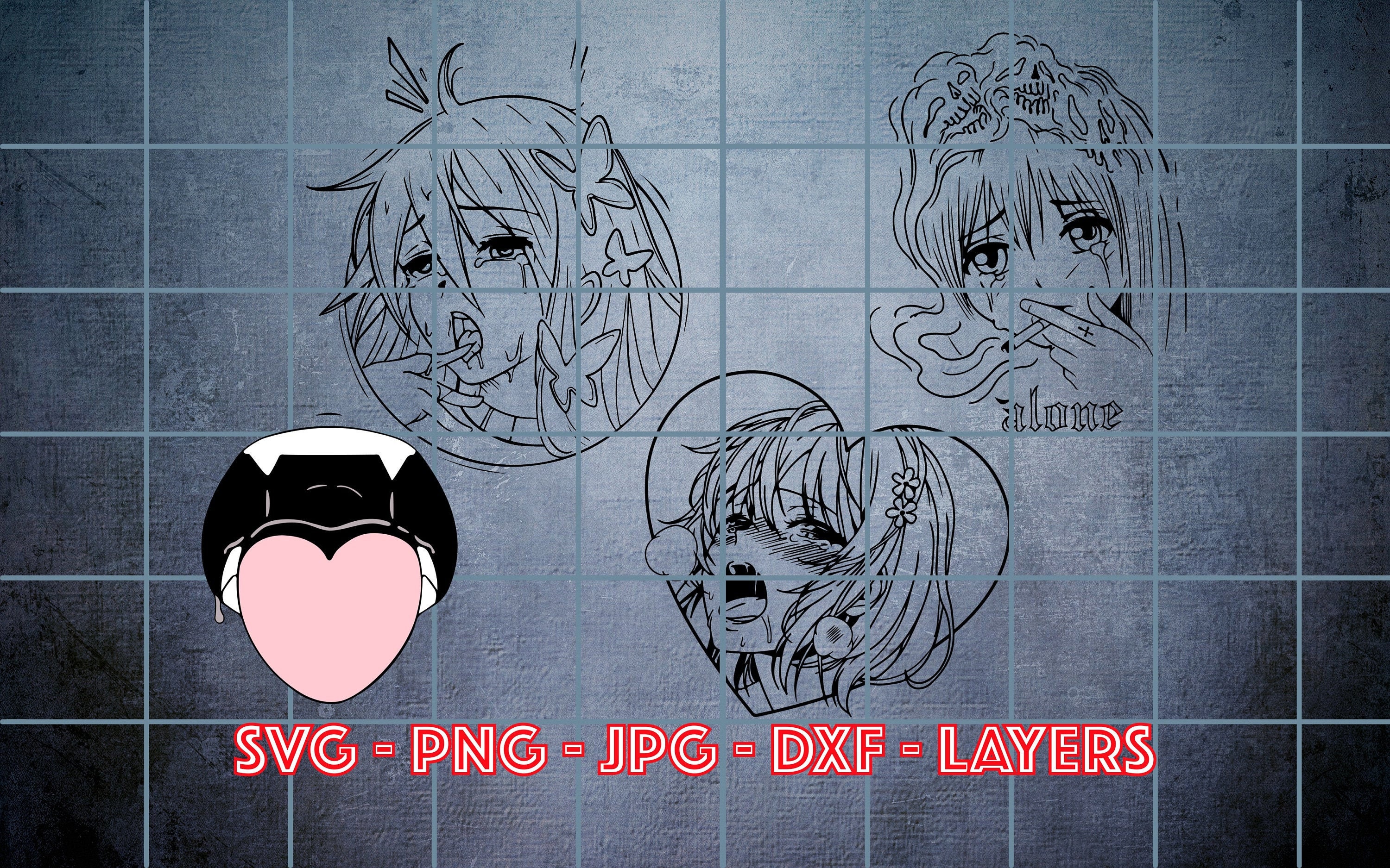 Papercraft waifu svg,girl waifu,lewd Ahegao Ninja Girls Ahegao svg ...
