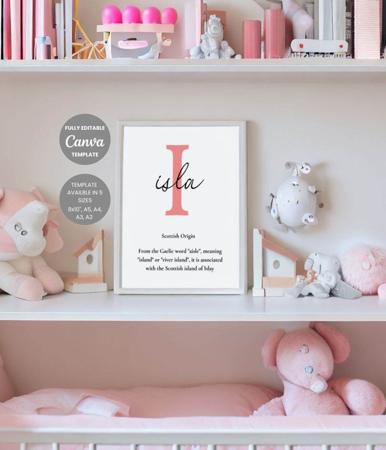 Isla Name Meaning Template Canva Design Isla Instant Download Girl ...