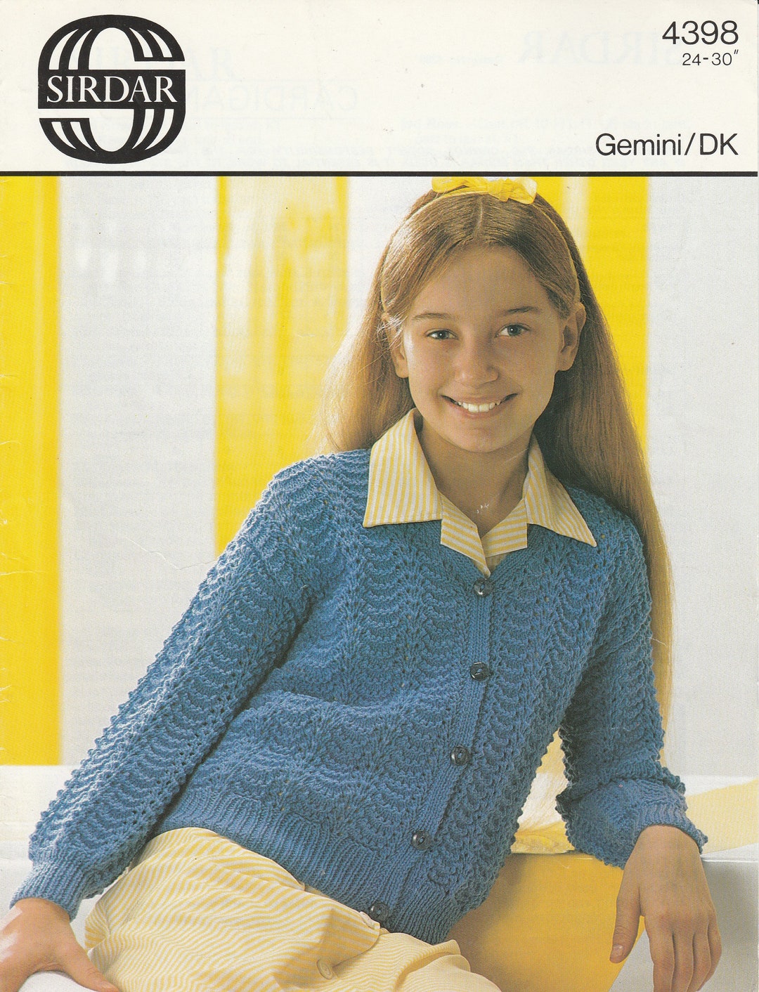 PDF Knitting Pattern Double Knitting Girls Cardigan Copy - Etsy