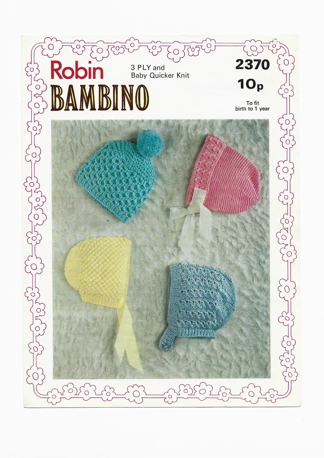 PDF Knitting Pattern Pram Hats Bonnets Copy - Etsy