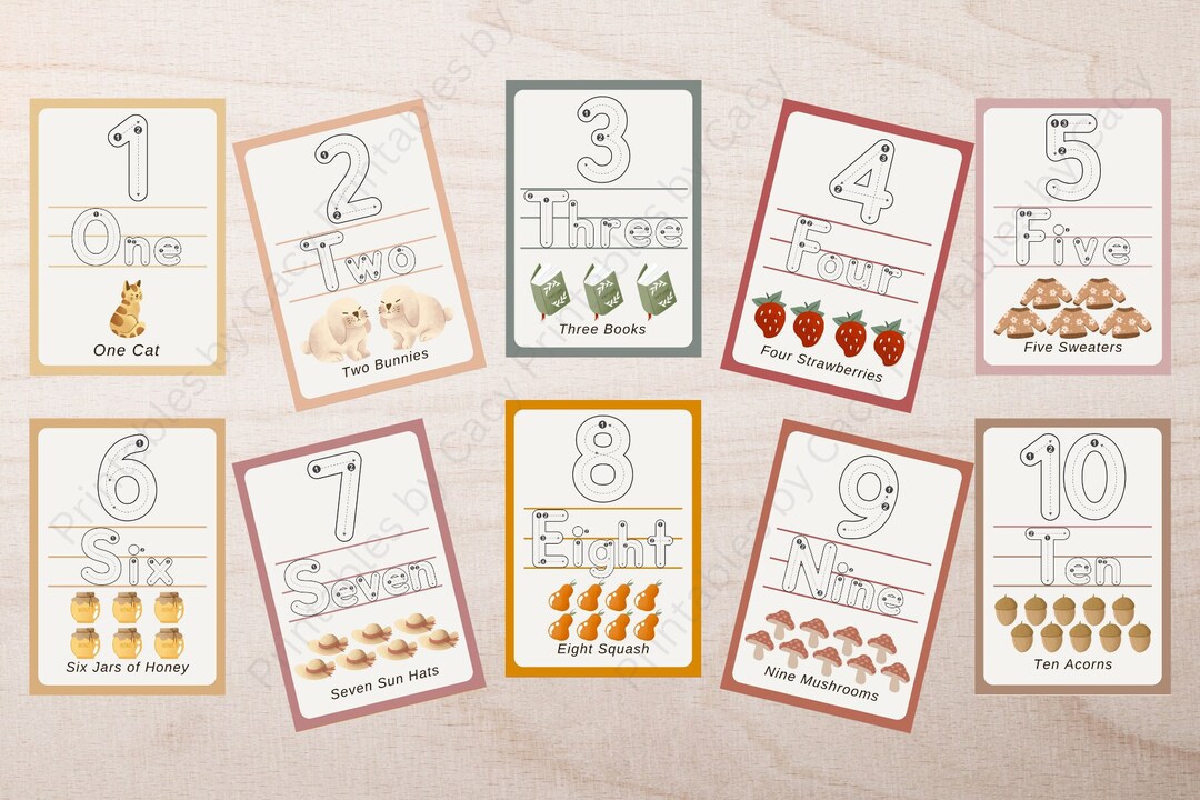 Traceable Number Flashcards for Counting to 10 Printable [PDF ...