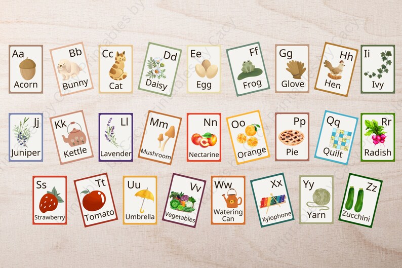 Nature Alphabet Flash Cards Printable [PDF] - Early Learning Montessori ...