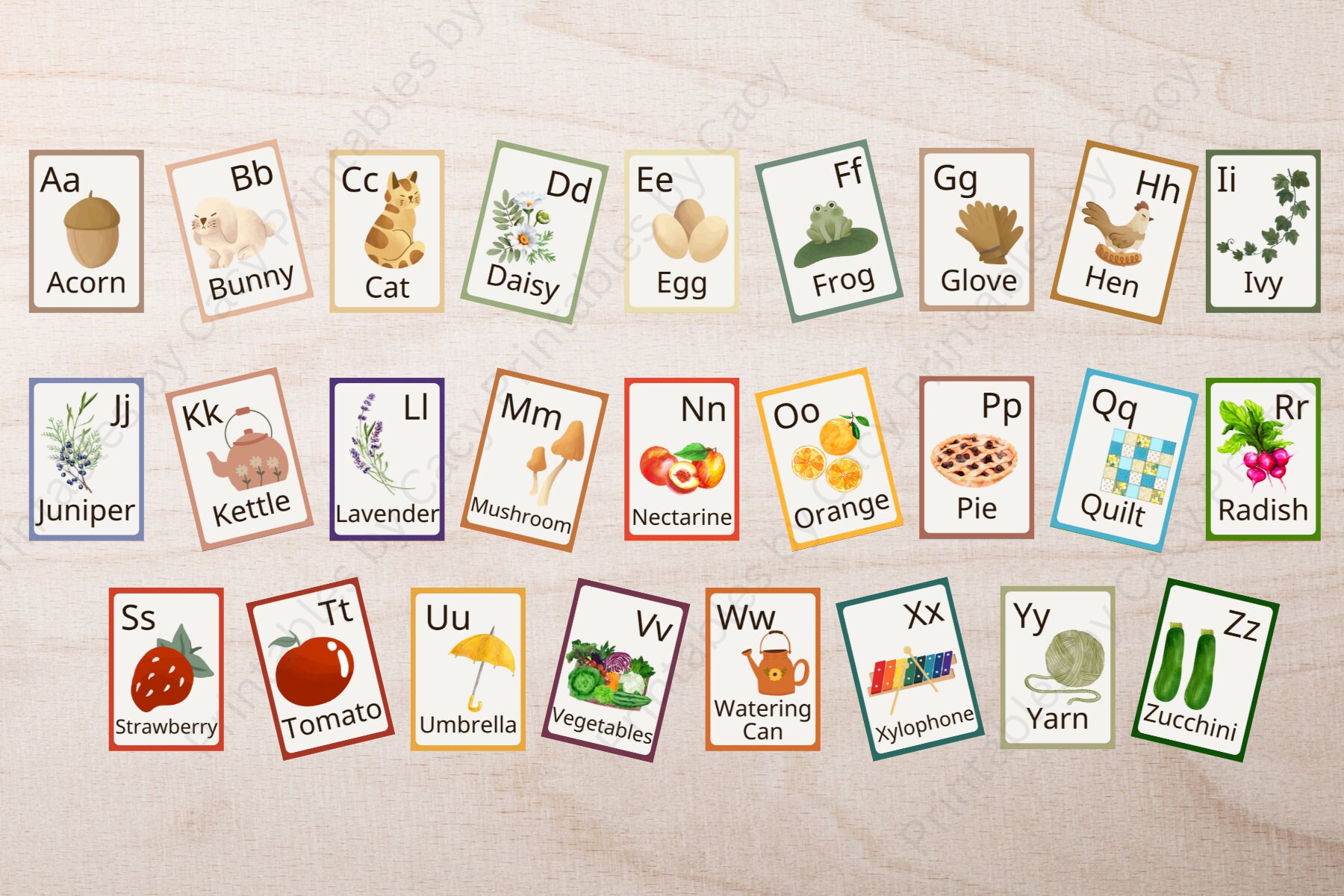 Nature Alphabet Flash Cards Printable [PDF] - Early Learning Montessori ...