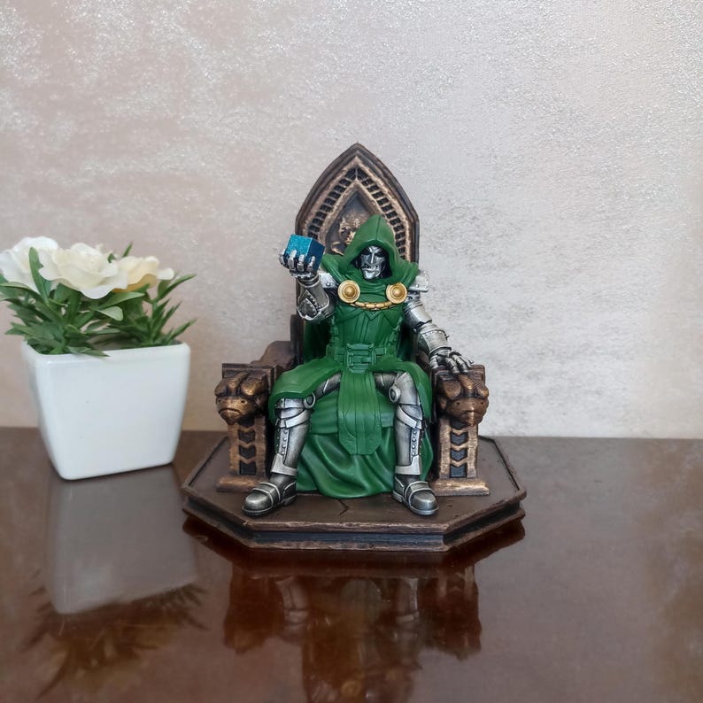 Dr. Doom on Throne Figure, Hand-painted 3D Printed Resin Statue - Etsy