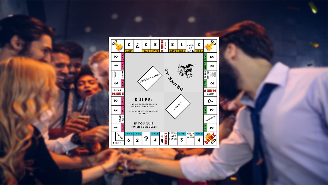 Drinking Game - Alcohol Game - Printable Drinking Game - Monopoly ...