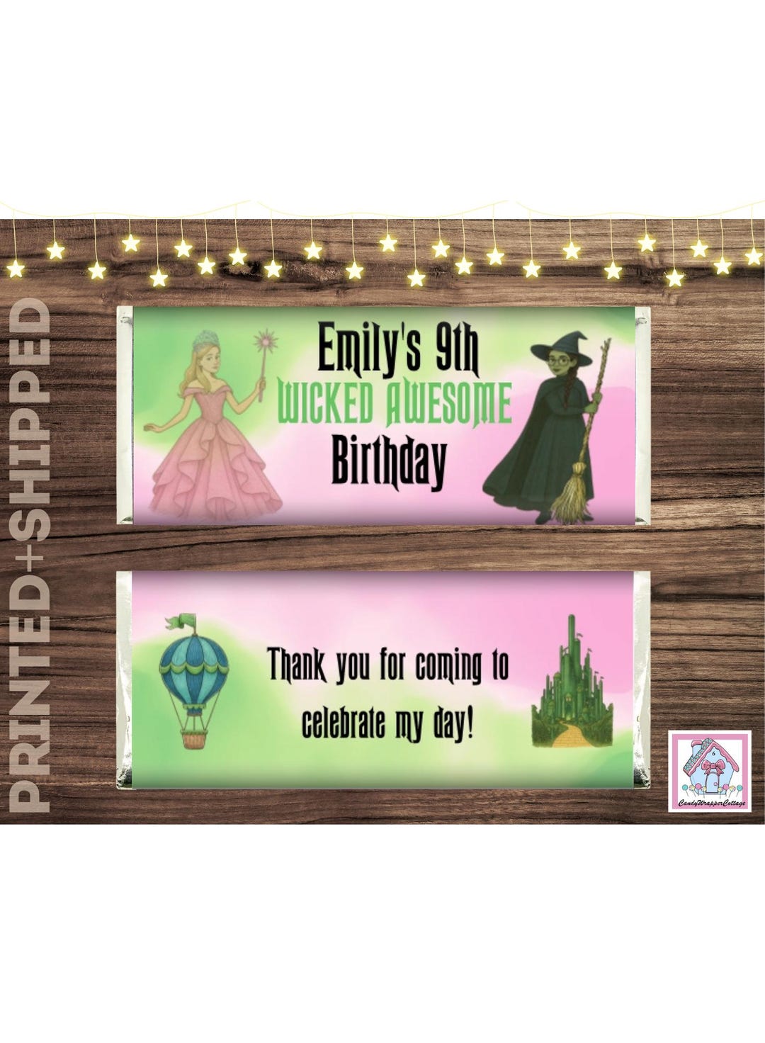 Wicked Movie Birthday Chocolate Candy Bar Wrappers Personalized Party ...