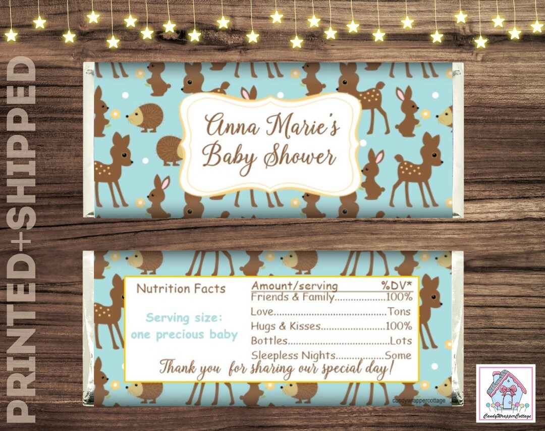 Woodland Creatures Chocolate Candy Bar Wrappers Baby Shower With Foils ...