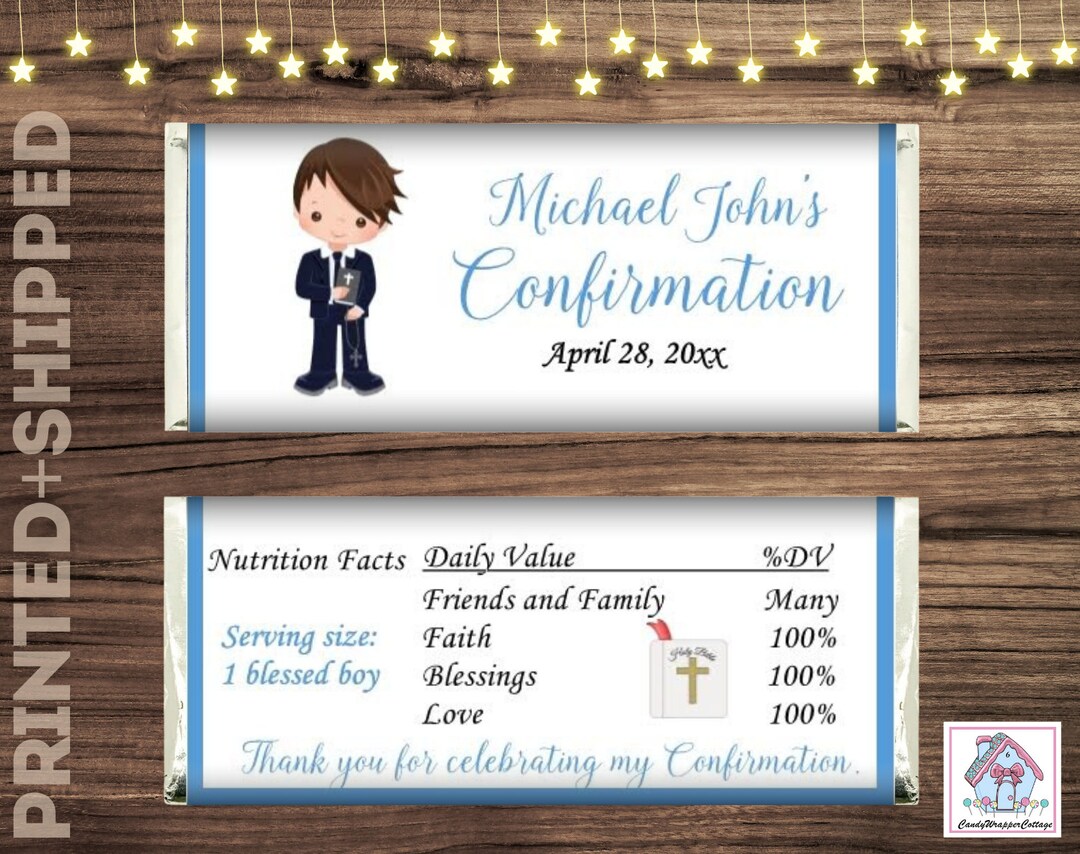Confirmation Chocolate Candy Bar Wrappers Boy Girl Includes Foils ...