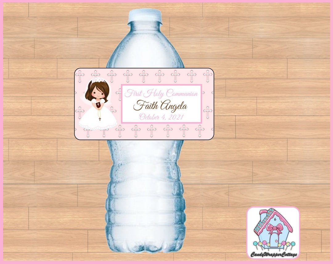 First Holy Communion Water Bottle Labels, Girl or Boy Personalized ...