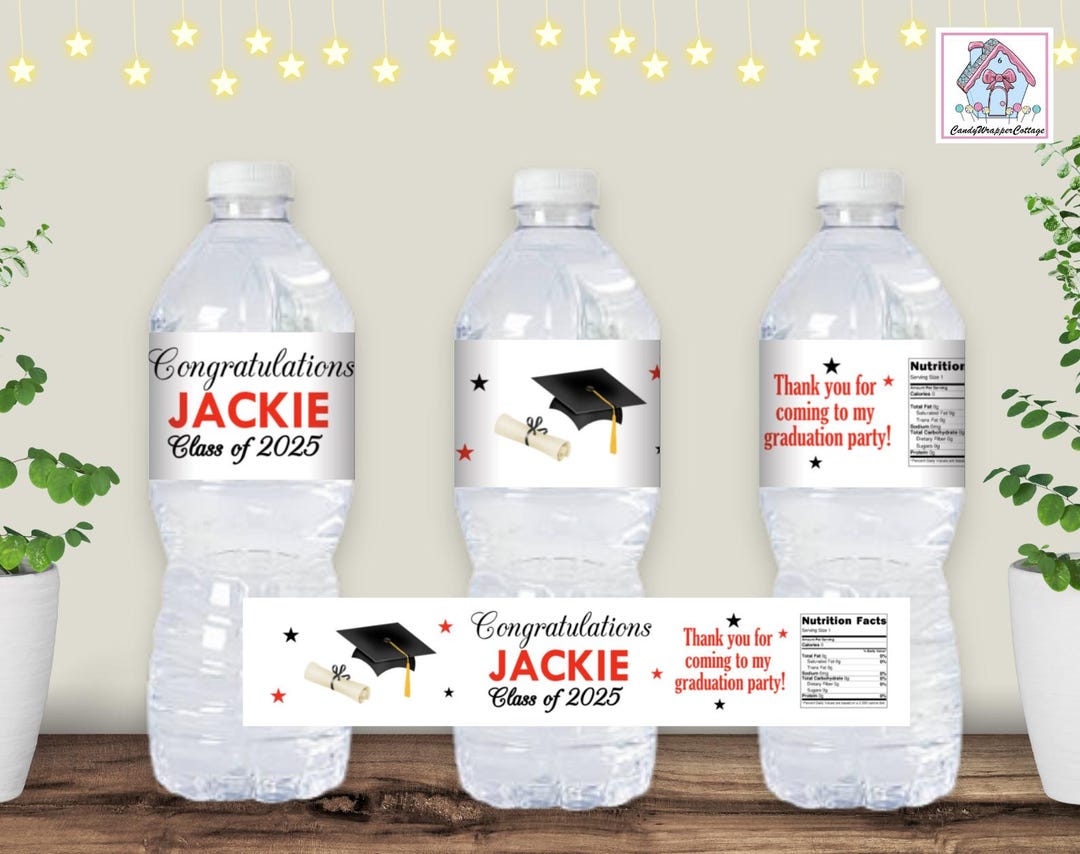 GRADUATION Water Bottle Labels Personalized PRINTED - Etsy