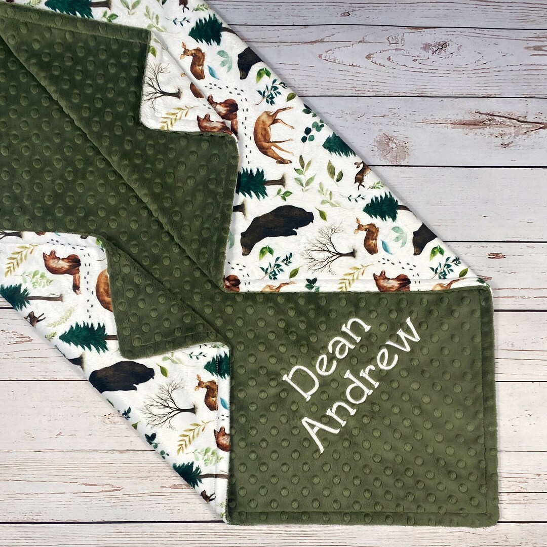Forest Animal Blanket With Personalization, Woodland Baby Blanket With ...