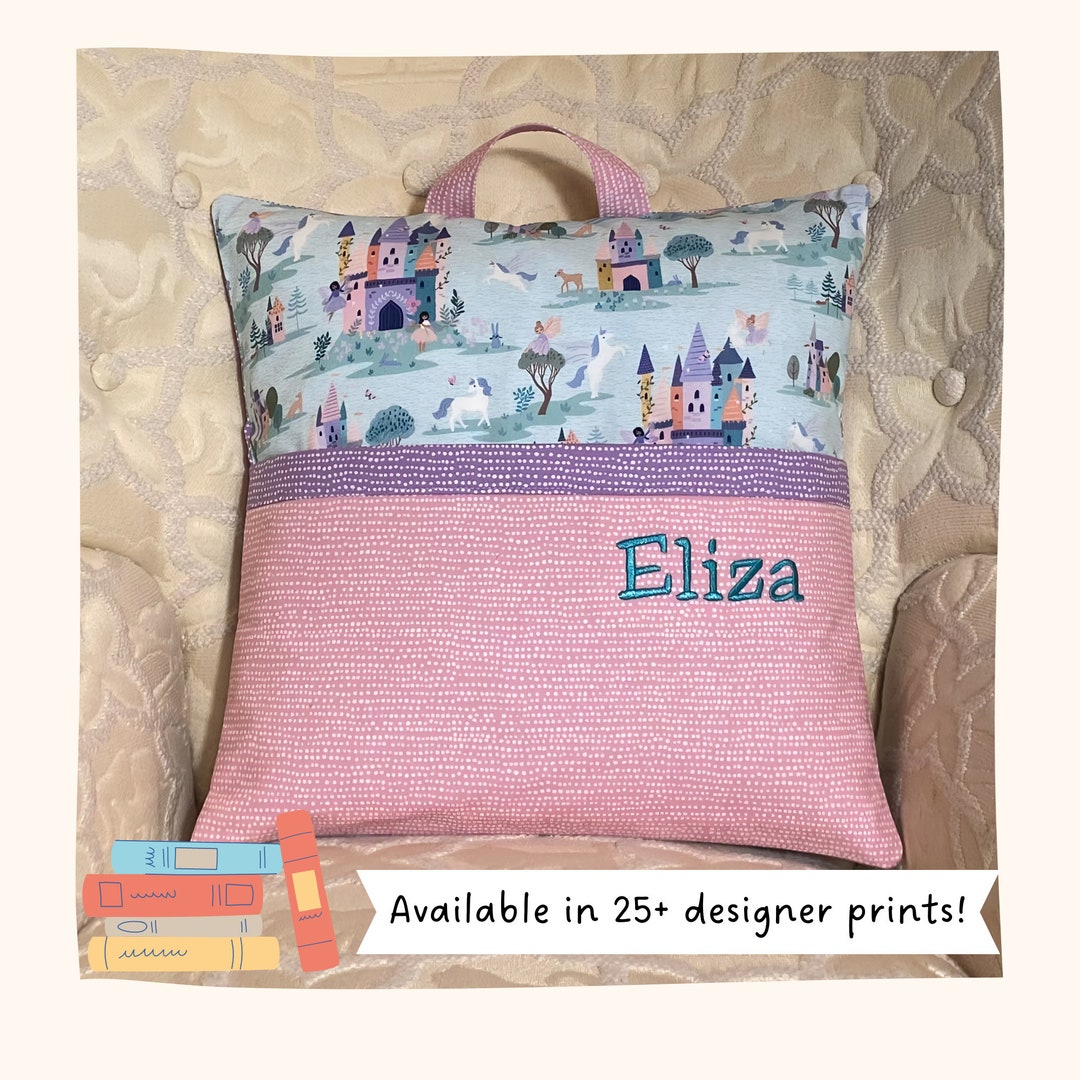 Reading Pillow With Fairy Castles, Child's Pillow With Pocket, Princess ...