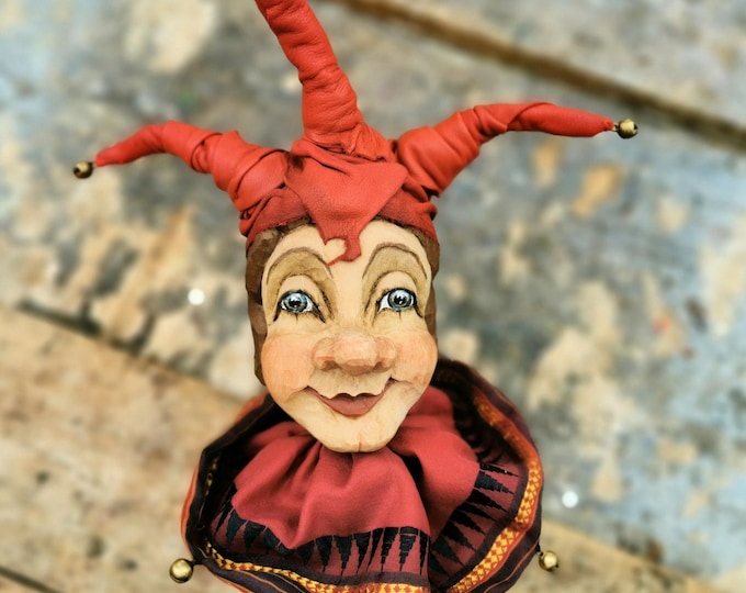 Toys & Games ,Jester'' Hand Carved Puppet Traditional Marotte Puppets ...
