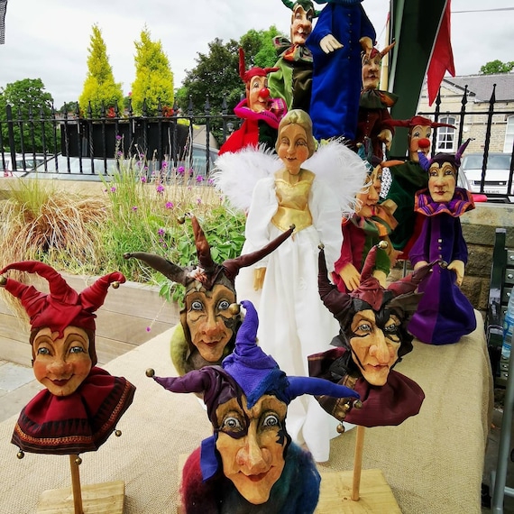 Toys & Games ,Jester'' Hand Carved Puppet Traditional Marotte Puppets ...
