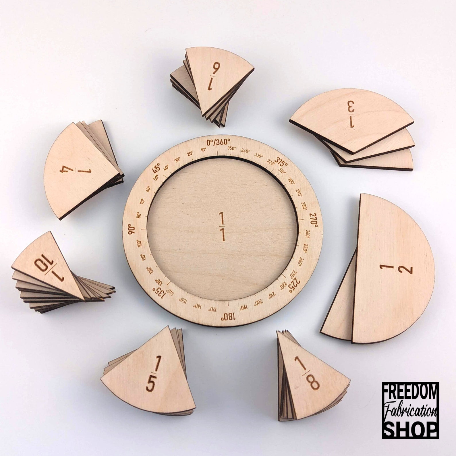 Fraction Learning Circles, Wood Fraction Circle, Math Education Tool ...