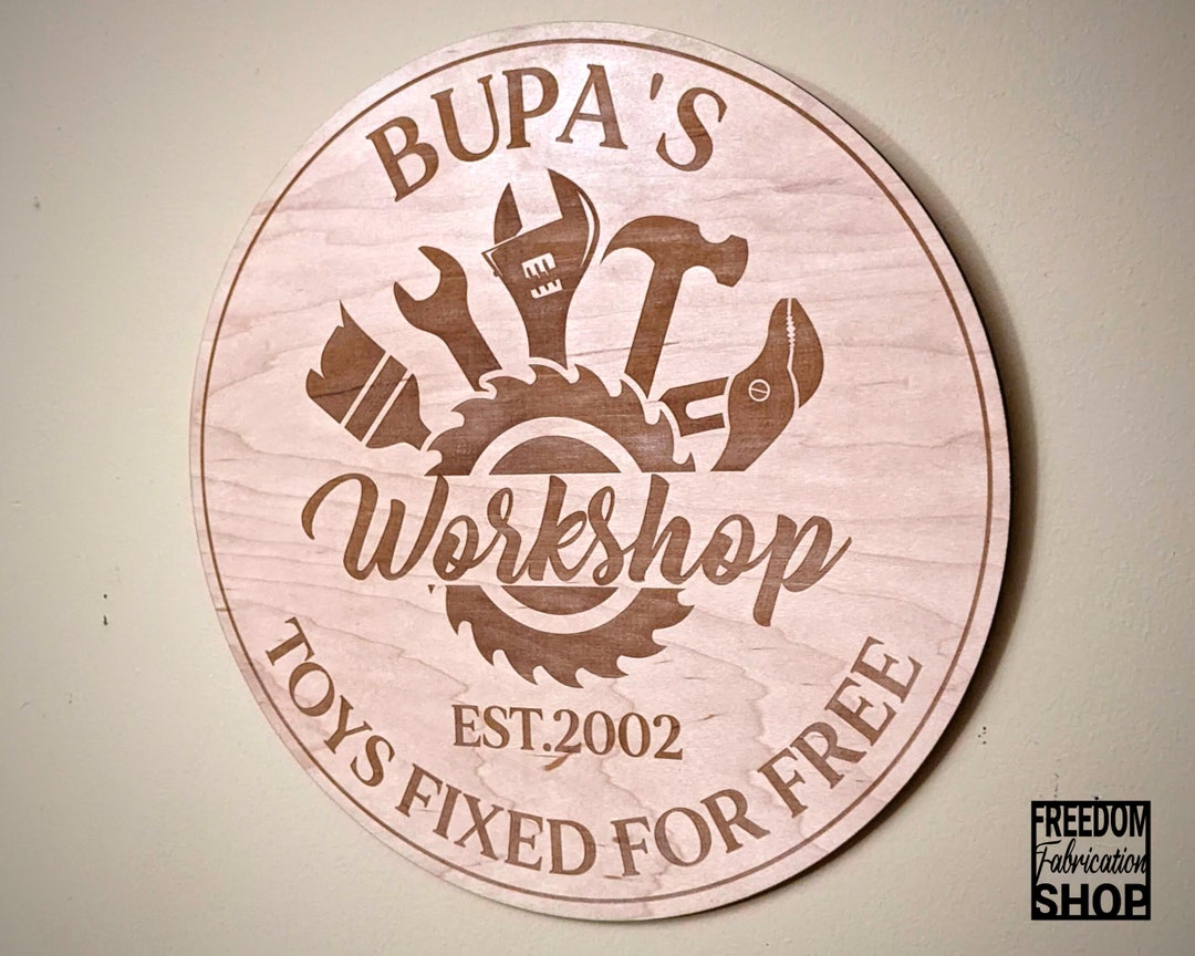 Engraved Wood Workshop Sign, Tools Signs, Personalized Garage Sign ...