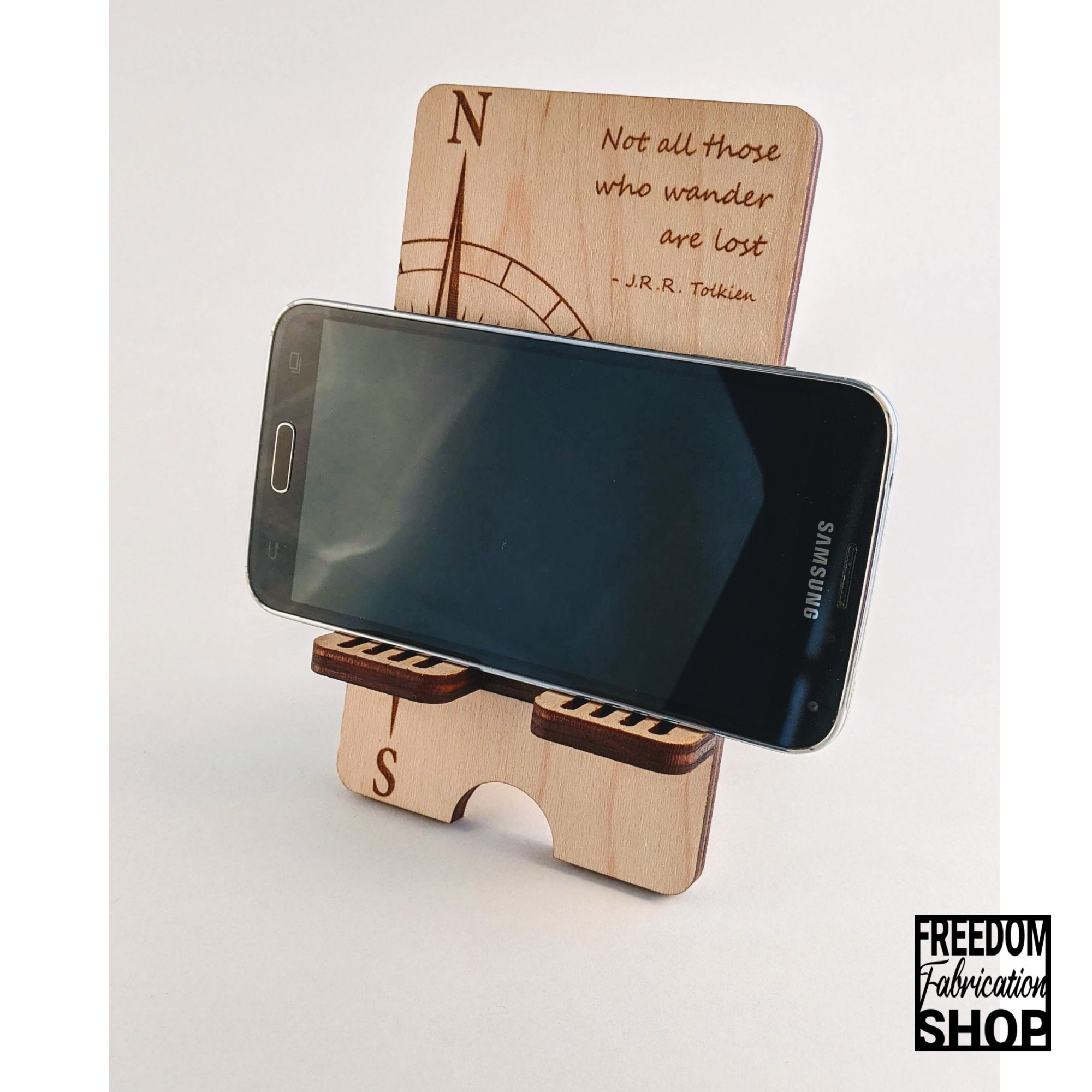 Wood Phone Stand Wanderlust Phone Accessories Compass - Etsy