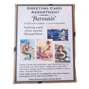 100% Recycled mermaids Note Cards Set of 12 - Etsy