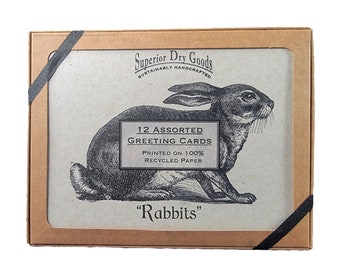 Rabbit Greeting Card, Blank Card, Night Train, Rabbit Lover Card, Train ...