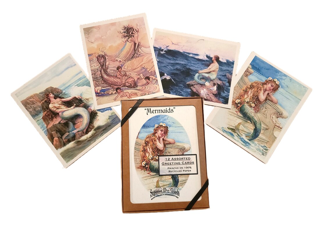 100% Recycled mermaids Note Cards Set of 12 - Etsy