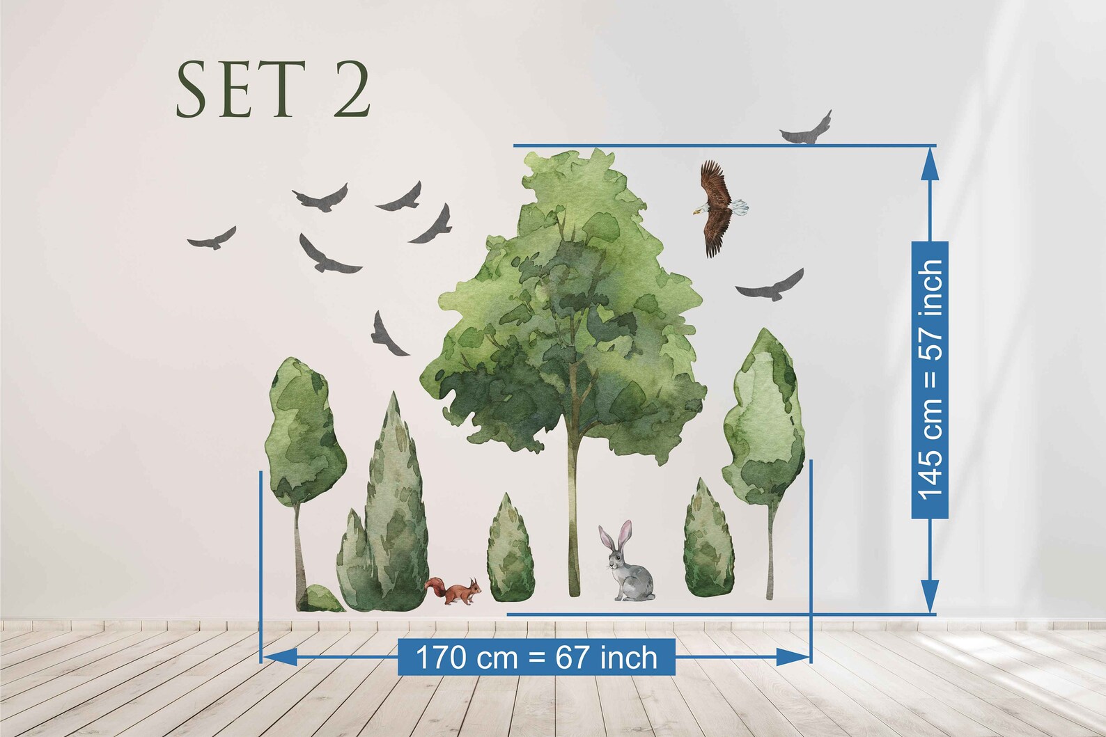 Big Trees Wall Stickers Animals Large Tree Wall Stickers - Etsy