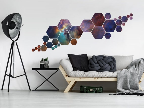 Hexagons Space Cosmos Nebula Wall Decals Wall Stickers | Etsy