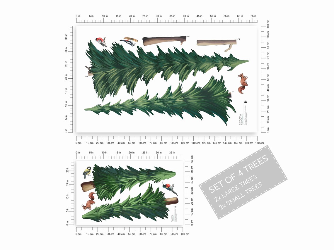 Large Pine Trees Wall Stickers Wall Decals Giant Tree Wall - Etsy