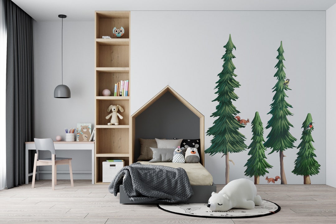 Large Pine Trees Wall Stickers, Wall Decals, Giant Tree Wall Stickers ...