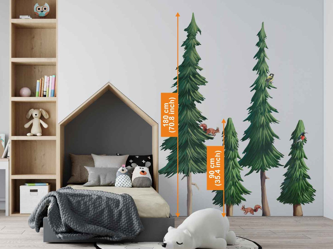Large Pine Trees Wall Stickers Wall Decals Giant Tree Wall - Etsy