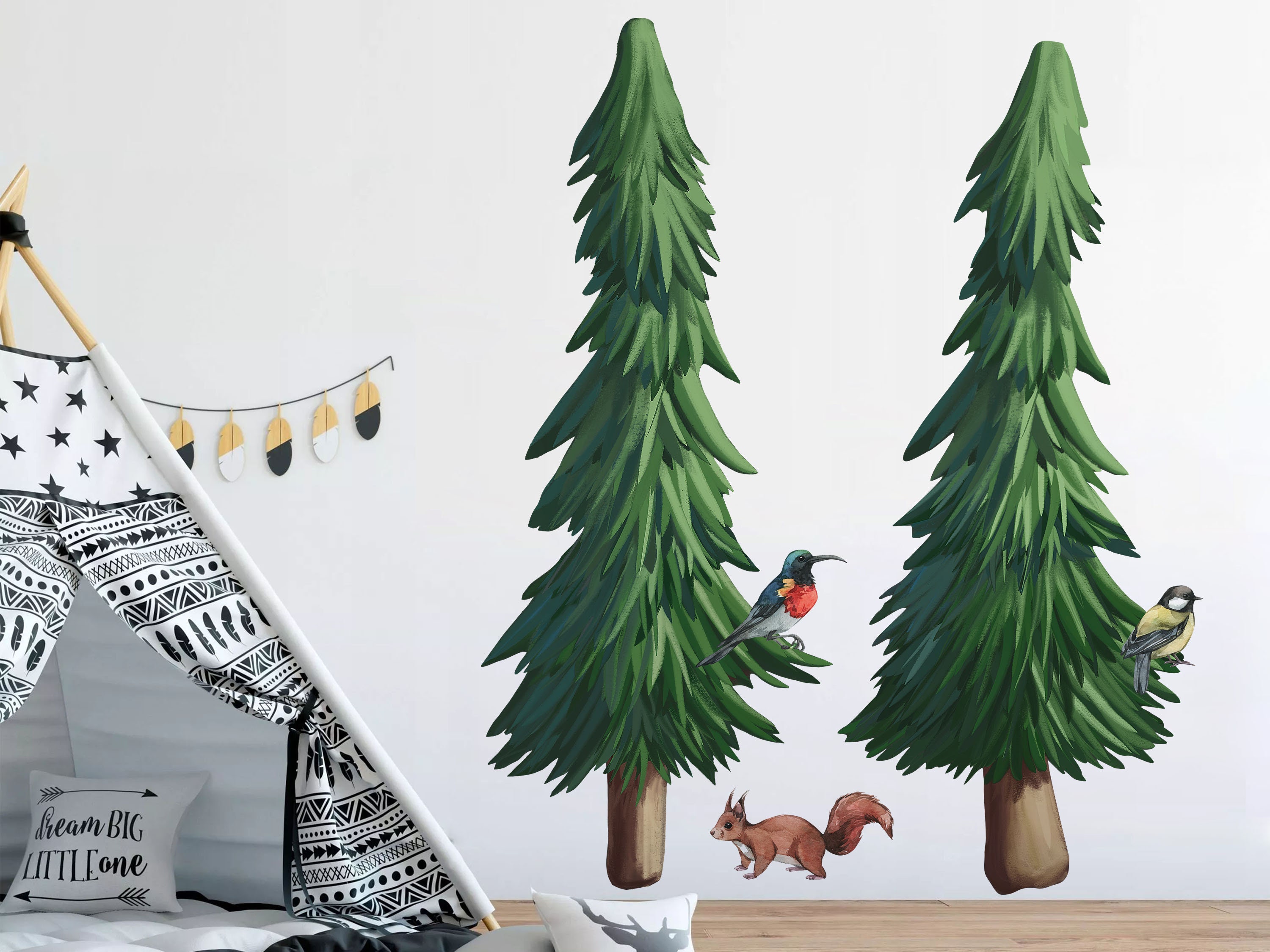 Large Pine Trees Wall Decal Large Tree Wall Stickers Forest - Etsy