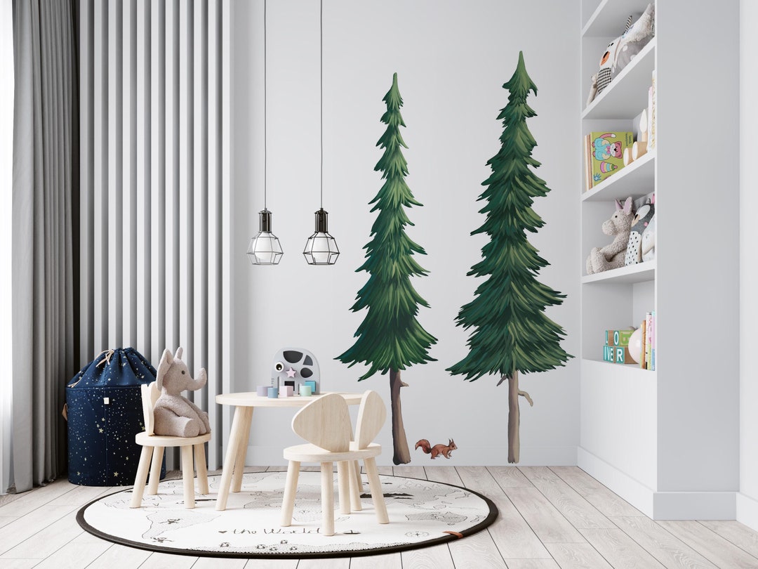 Giant Pine Trees Wall Stickers, Large Tree Wall Stickers, Forest Wall ...