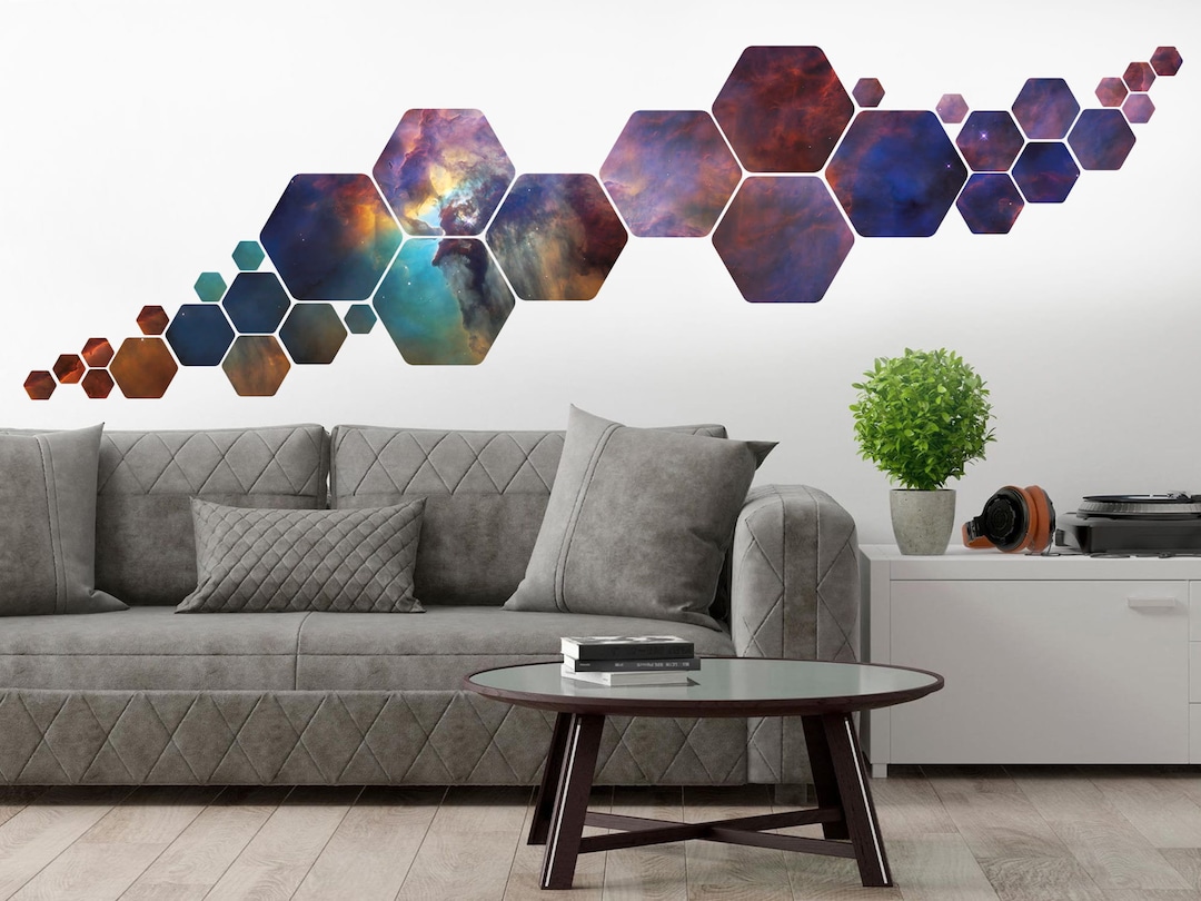 Hexagons Space Cosmos Nebula Wall Decals Wall Stickers - Etsy