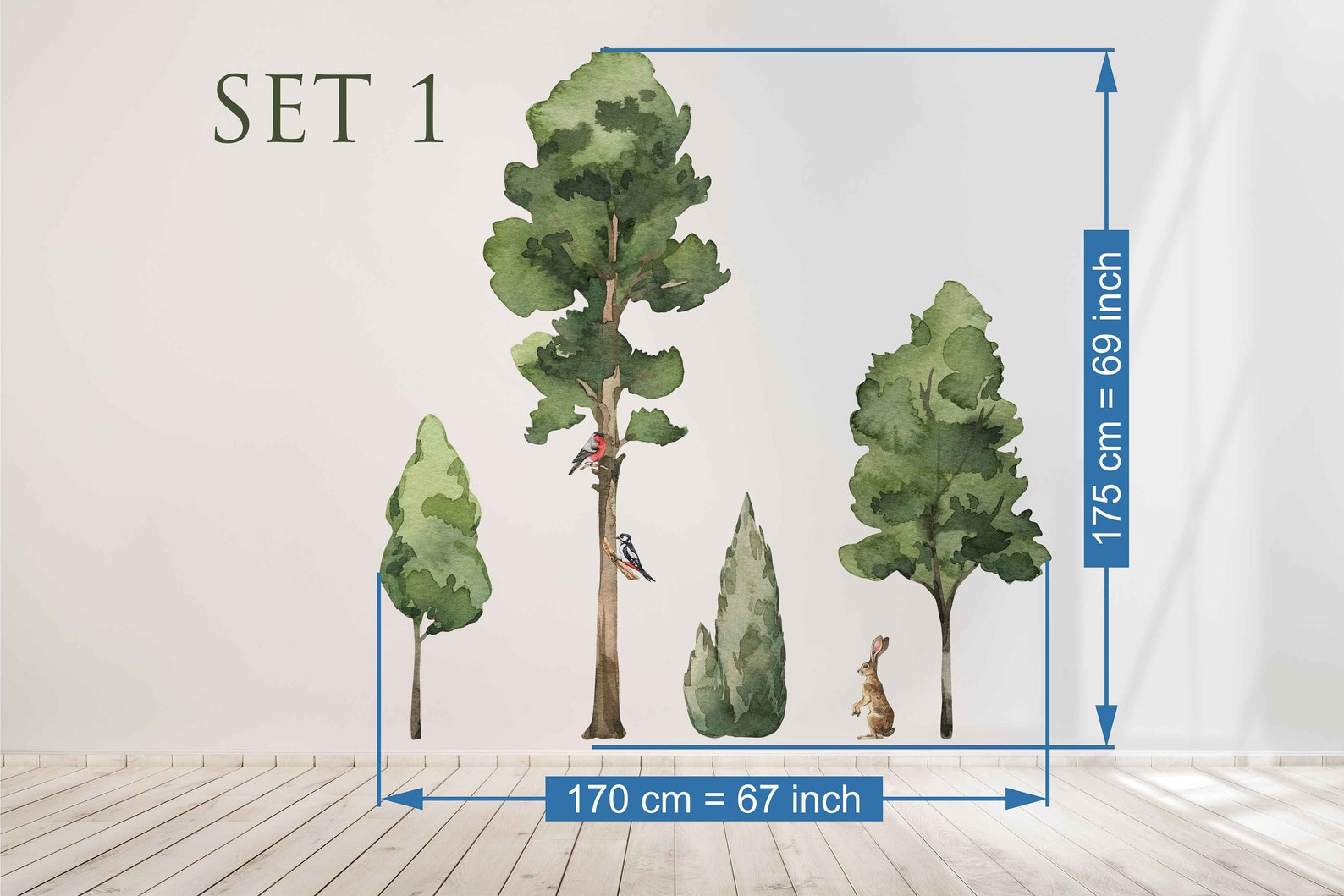 Big Trees Wall Stickers Animals Large Tree Wall Stickers - Etsy