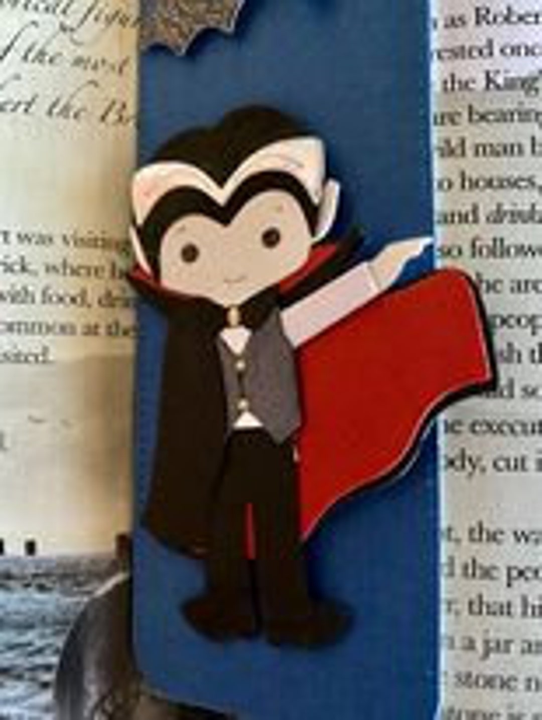 Bookmark With Vampire and Bat - Homemade Bookmark for Son, Grandson ...