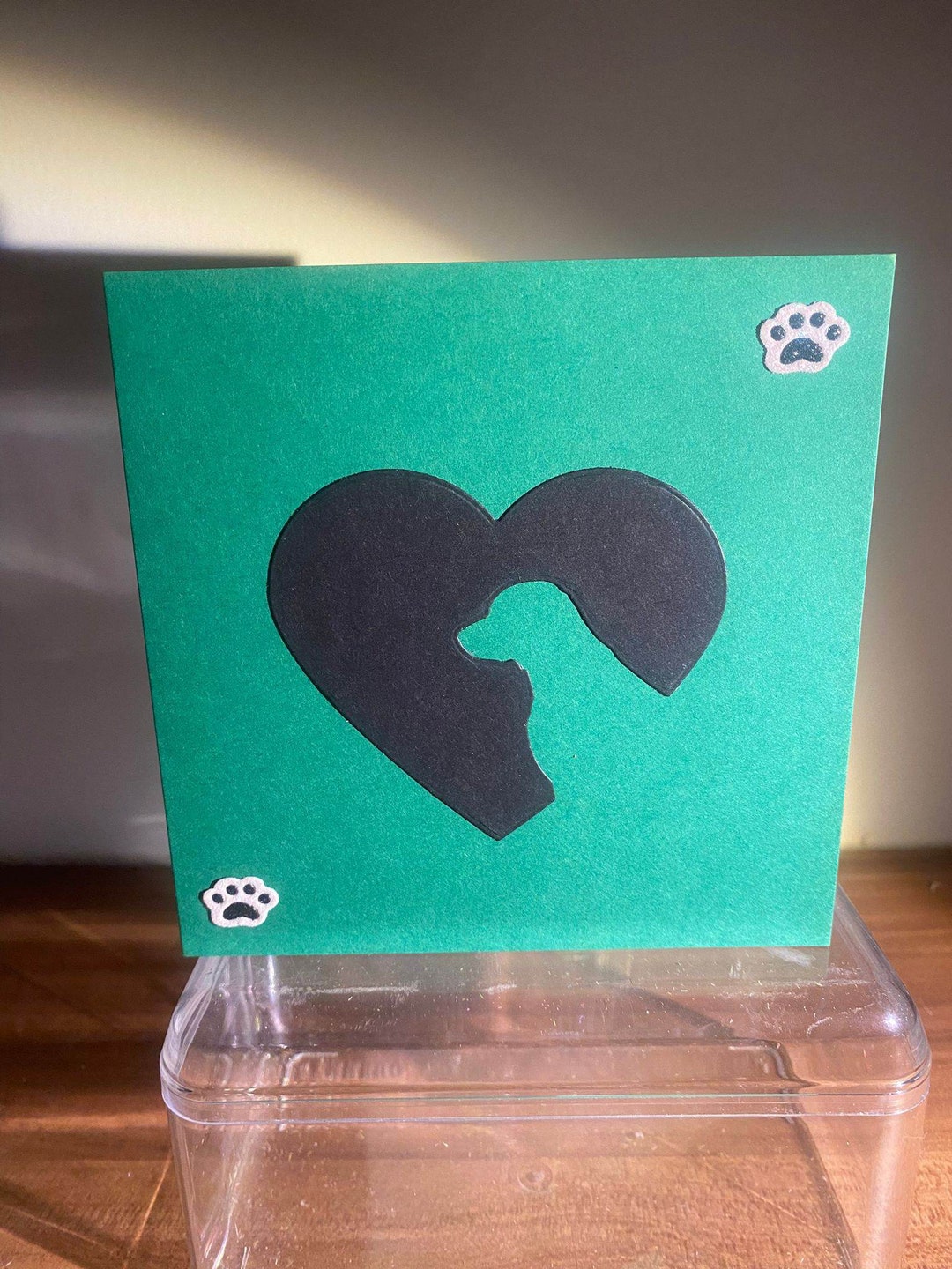Cute Dog Silhouette Card With Paw Prints in Two Corners Perfect ...