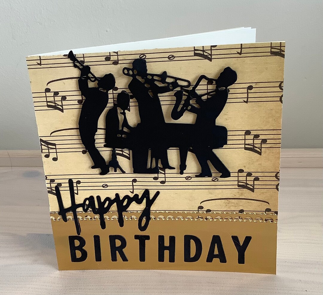 Jazz Quartet Retro Style Birthday Card & Tag - Birthday Card for Jazz ...
