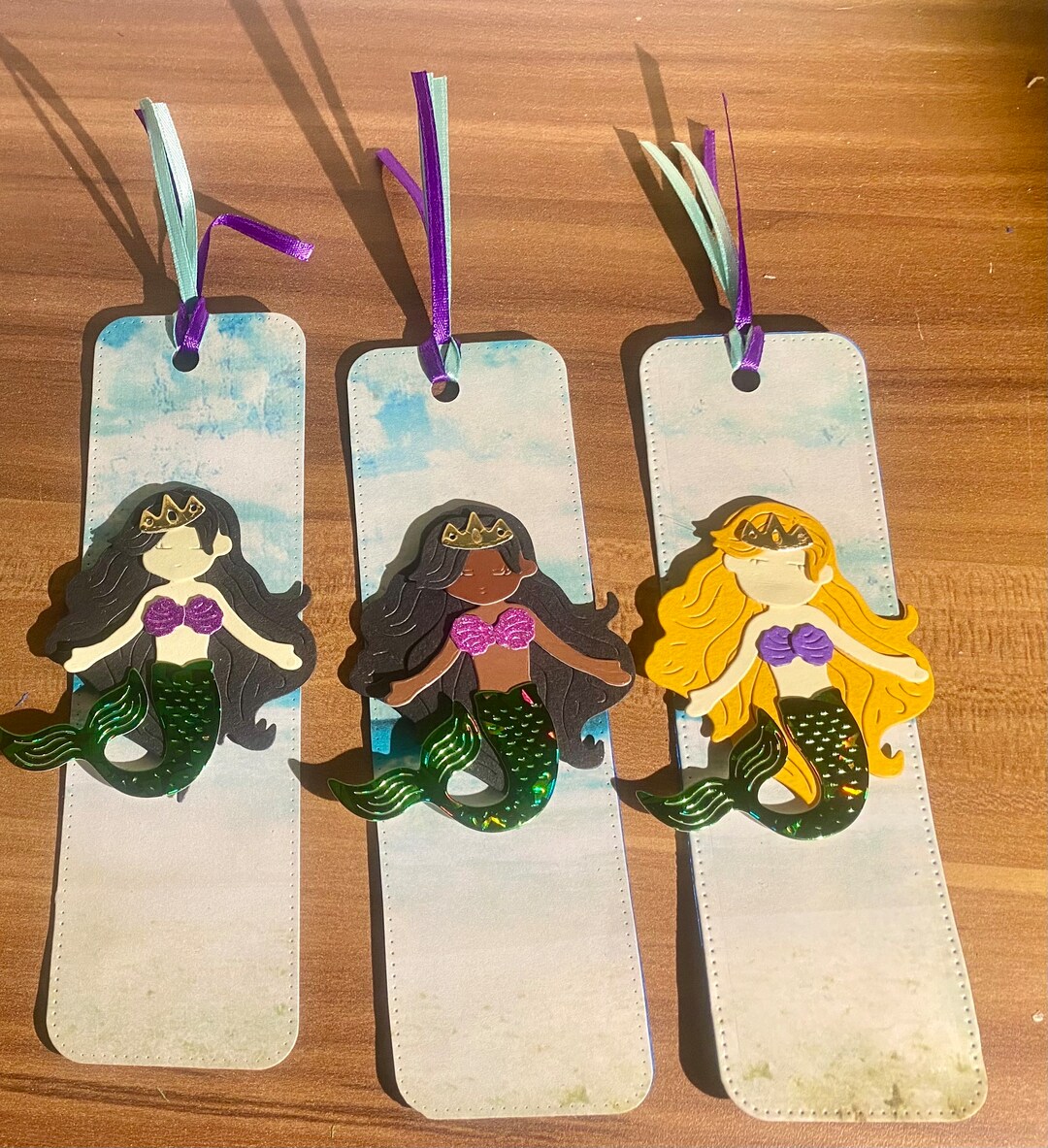 Fairytale Mermaid Book Mark beach Background With Mermaid Die Cut With ...