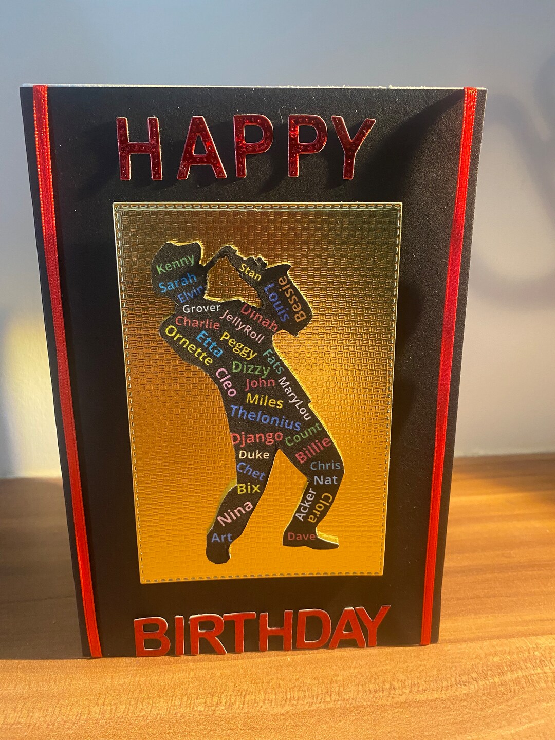 Stylish Jazz Card With Musician Playing Saxophone - Card for Sax Lovers ...