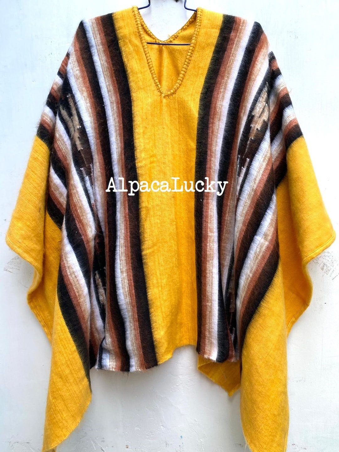 Yellow Alpaca Poncho for Men and Woman, Alpaca Poncho, Poncho Alpaca ...