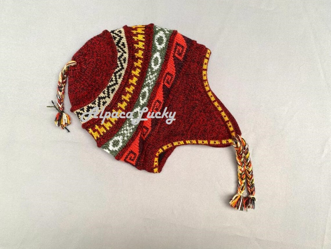 Hash Blue Unisex Peruvian Alpaca Hat Chullo With Earflaps 100% Lining ...